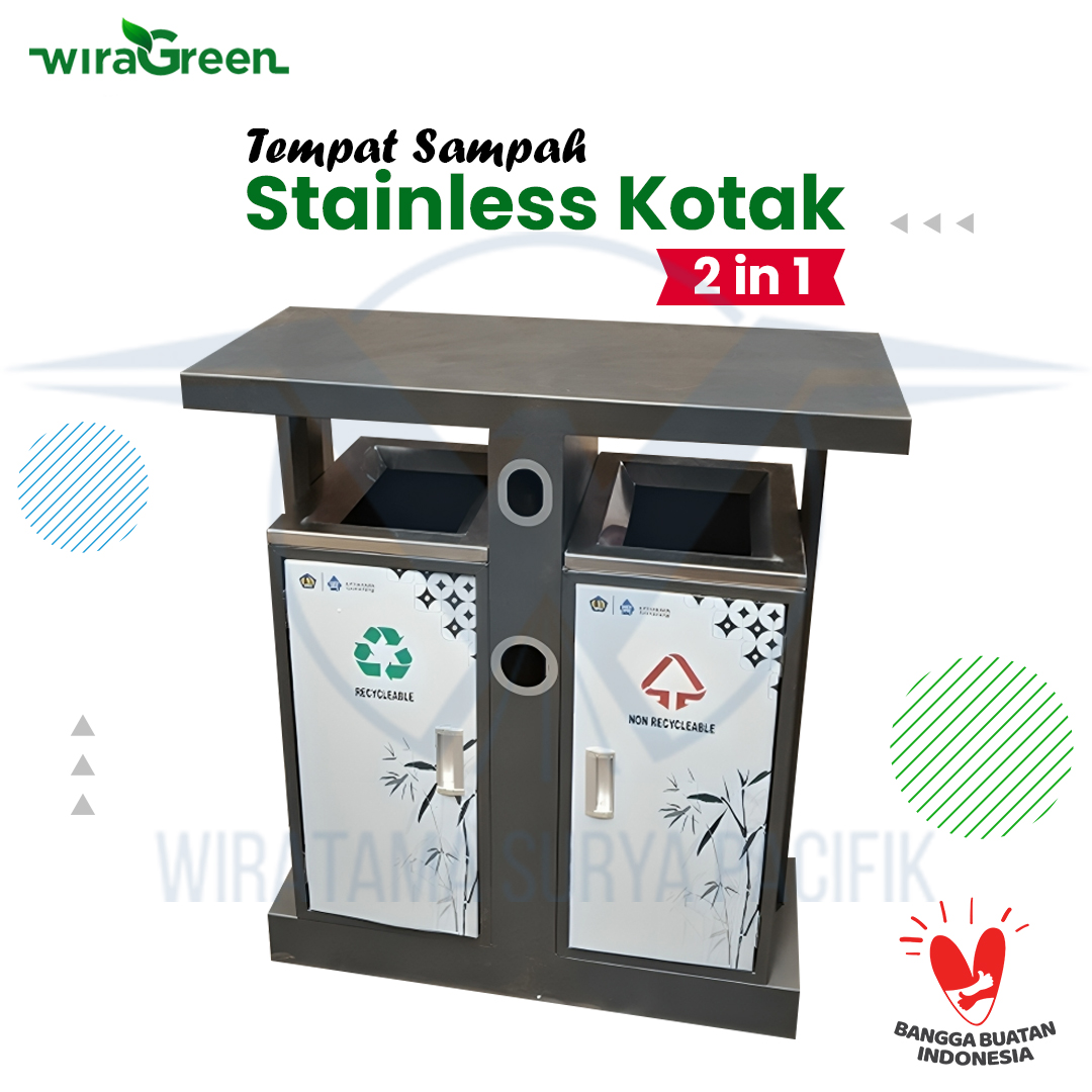 Tempat Sampah Stainless WIRAGREEN Kotak 2in1 Custom | WIRATAMA SURYA ...