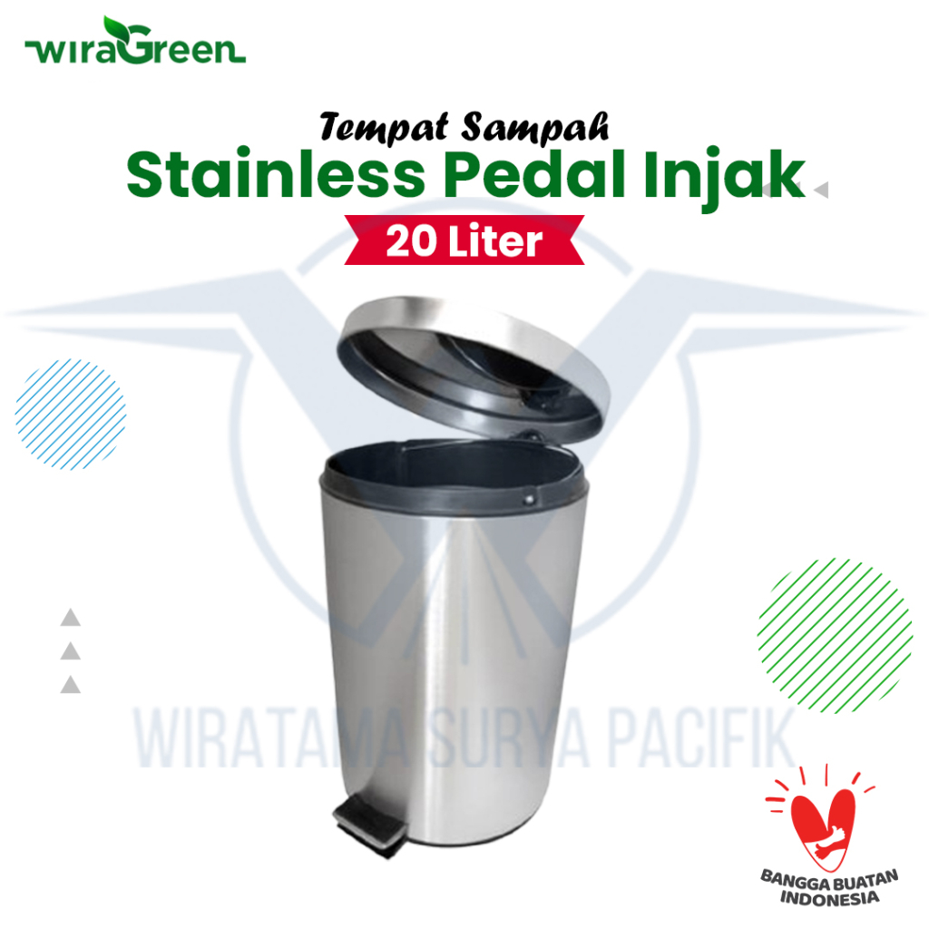 Tempat Sampah Stainless Pedal Injak 20 liter | WIRATAMA SURYA PACIFIK